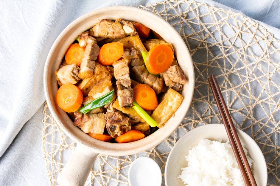 Braised Tofu with Roast Pork | Asian Inspirations