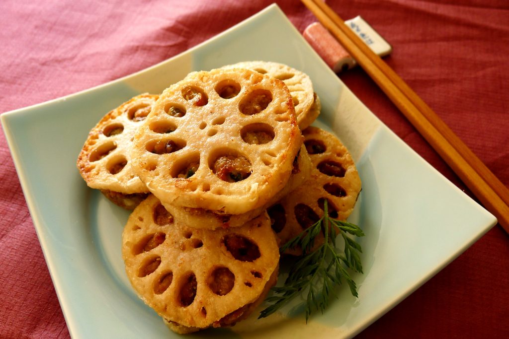 Deep Fried Lotus Roots with Meat Patties | Asian Inspirations