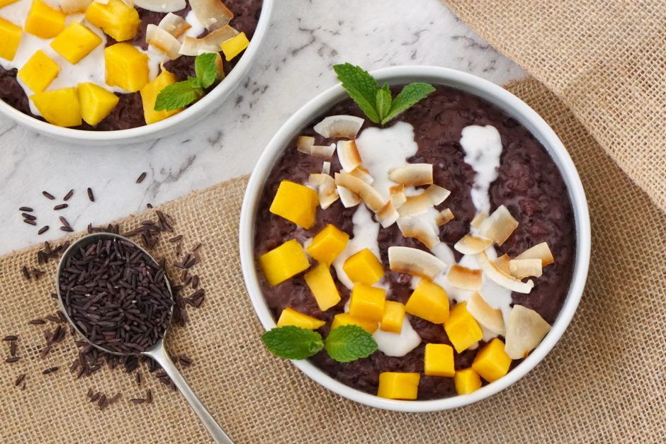 Coconut & Mango Riceberry Rice Pudding | Asian Inspirations