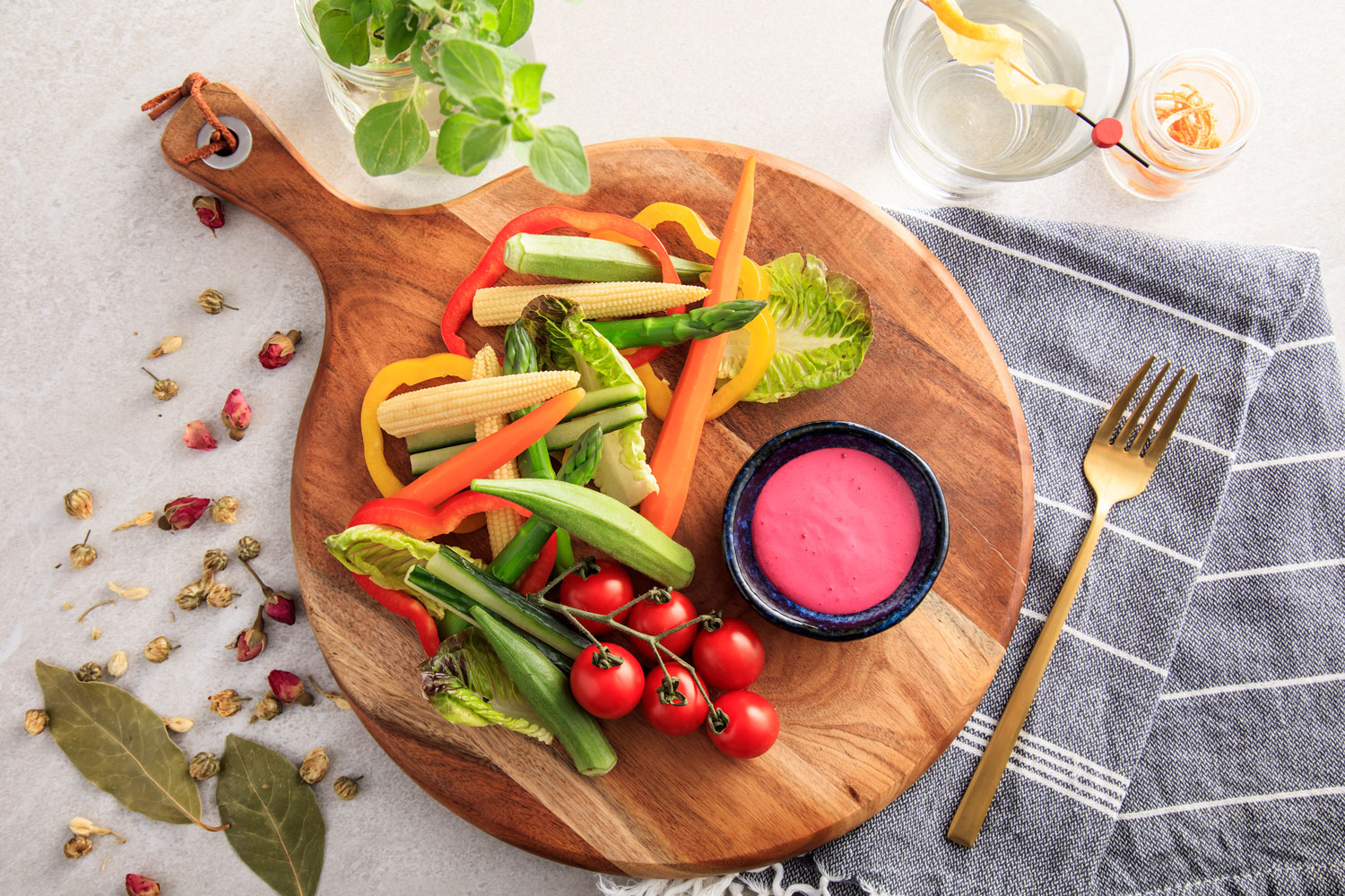 Summer Veges with Wasabi Beetroot Dip | Asian Inspirations