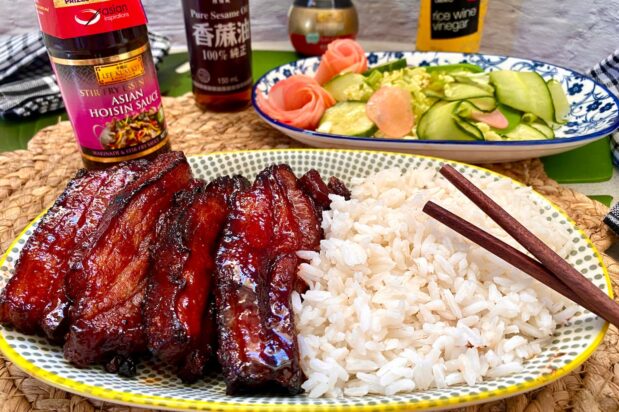 Sticky Air Fryer Pork Char Siu with Pickled Radish Salad | Asian ...