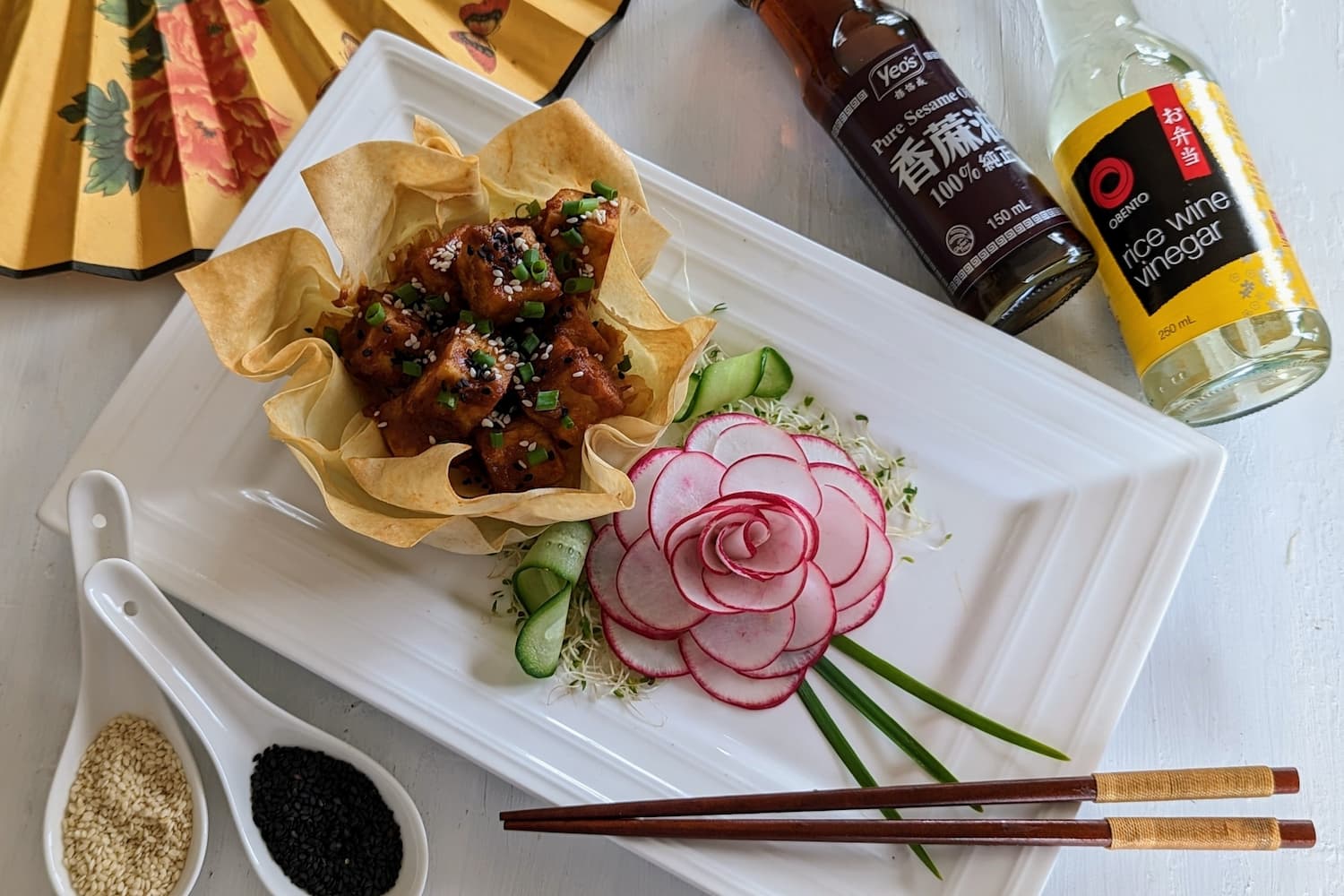 Hot & Spicy Firecracker Tofu in a Crispy Basket | Asian Inspirations