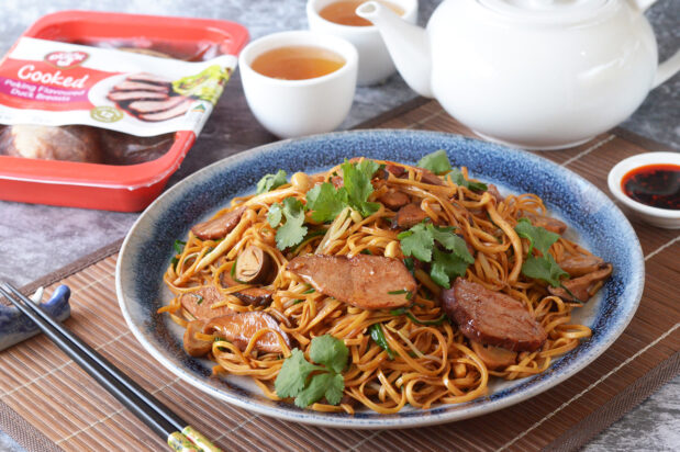 Braised E-Fu Noodles with Peking Duck | Asian Inspirations