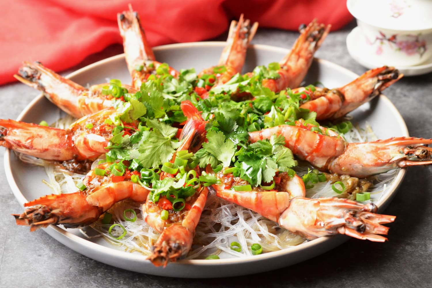 Steamed Garlic Prawns with Mung Bean Threads | Asian Inspirations