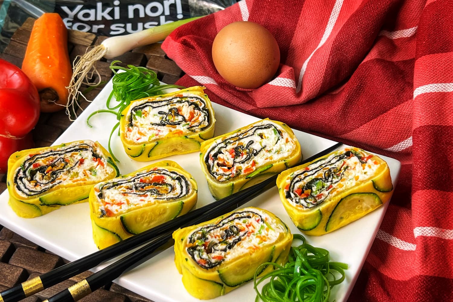 Vegetable Rolled Omelette with Seaweed (Gim Gyeranmari) | Asian ...