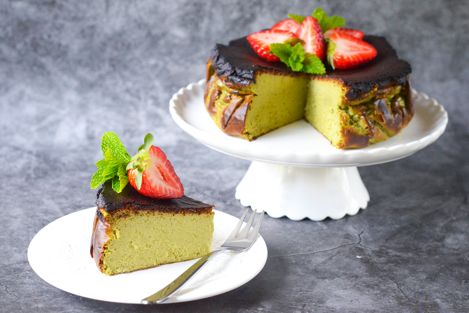 Matcha Burnt Basque Cheesecake | Asian Inspirations