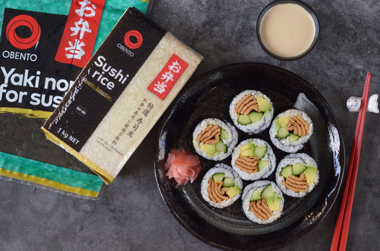 Inari and Veggie Sushi Rolls with Miso Mayo | Asian Inspirations